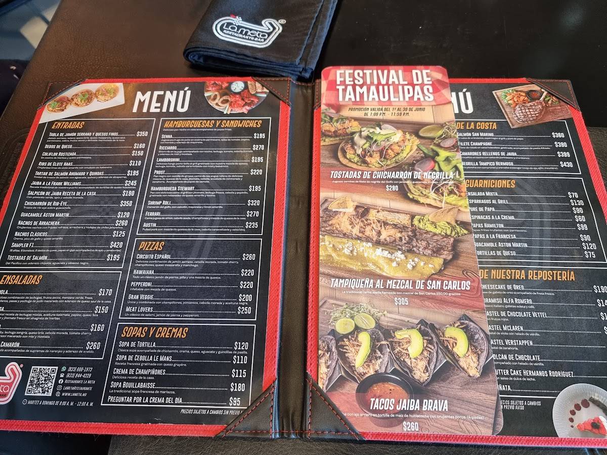 Menu at Restaurante La Meta, Tampico