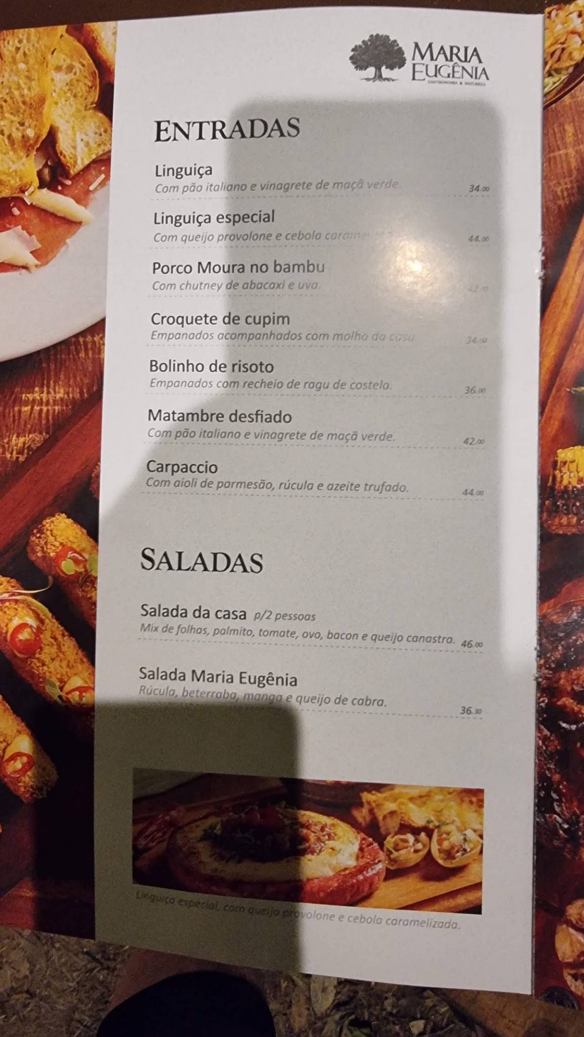 Menu em Restaurante Maria Eugênia, Curitiba