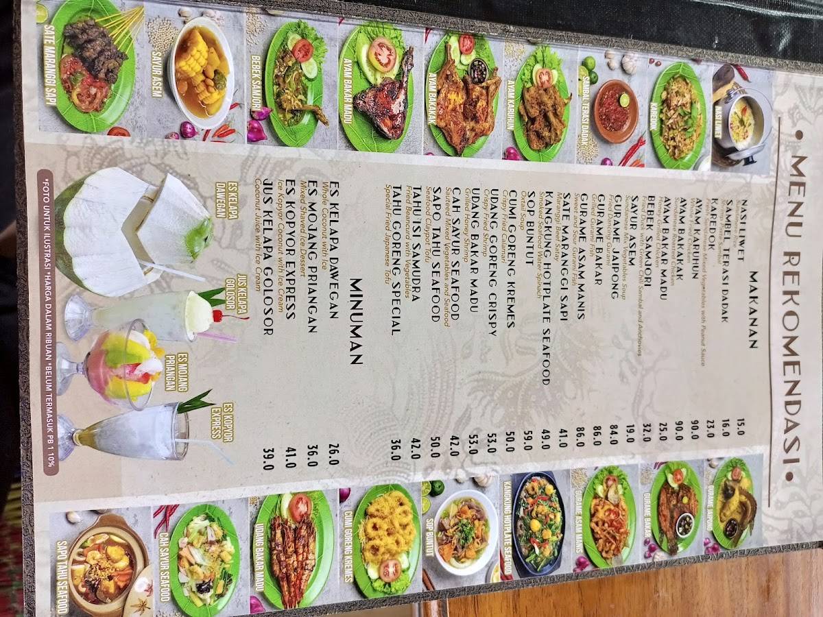 Menu at Restoran Sunda Alam Sari Deltamas restaurant, Bekasi Regency