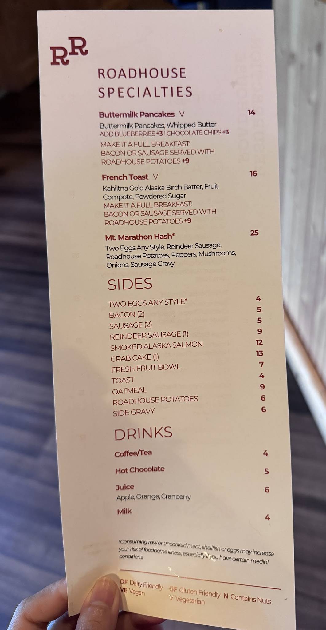 Menu at Resurrection Roadhouse restaurant, Seward, Herman Leirer Rd