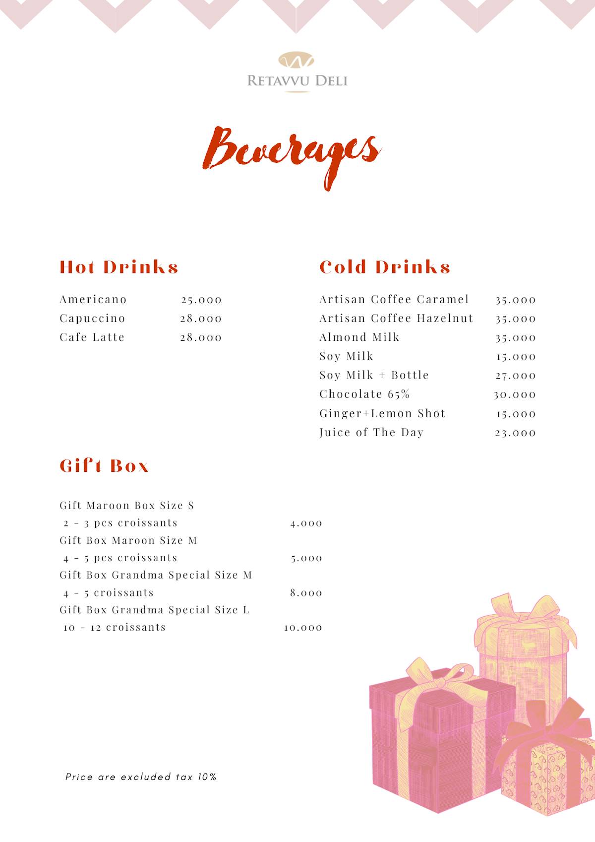 Menu at Retawu Deli cafe, Malang