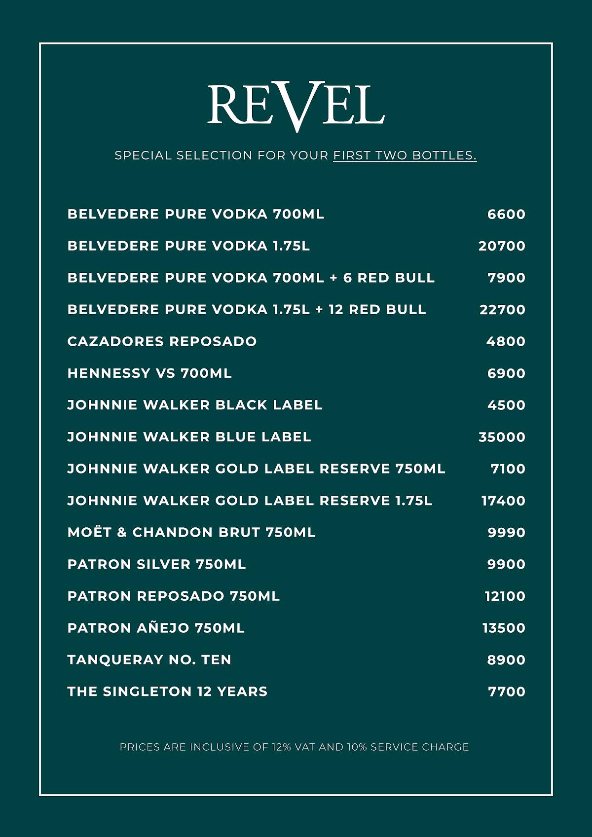 Menu at Revel at The Palace pub & bar, Taguig