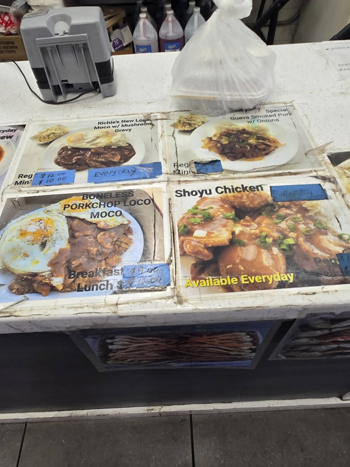 Menu at Richie's Drive Inn restaurant, Honolulu