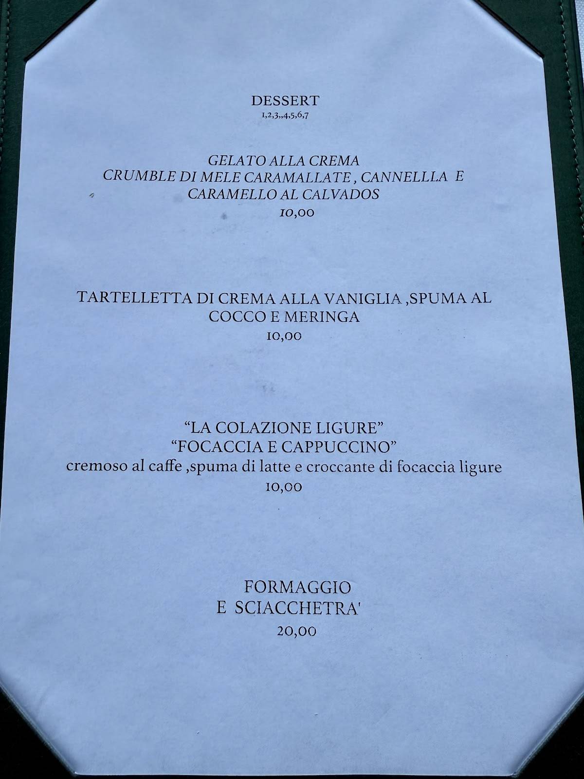 Menu at Rio Bistro restaurant, Riomaggiore, Via San Giacomo
