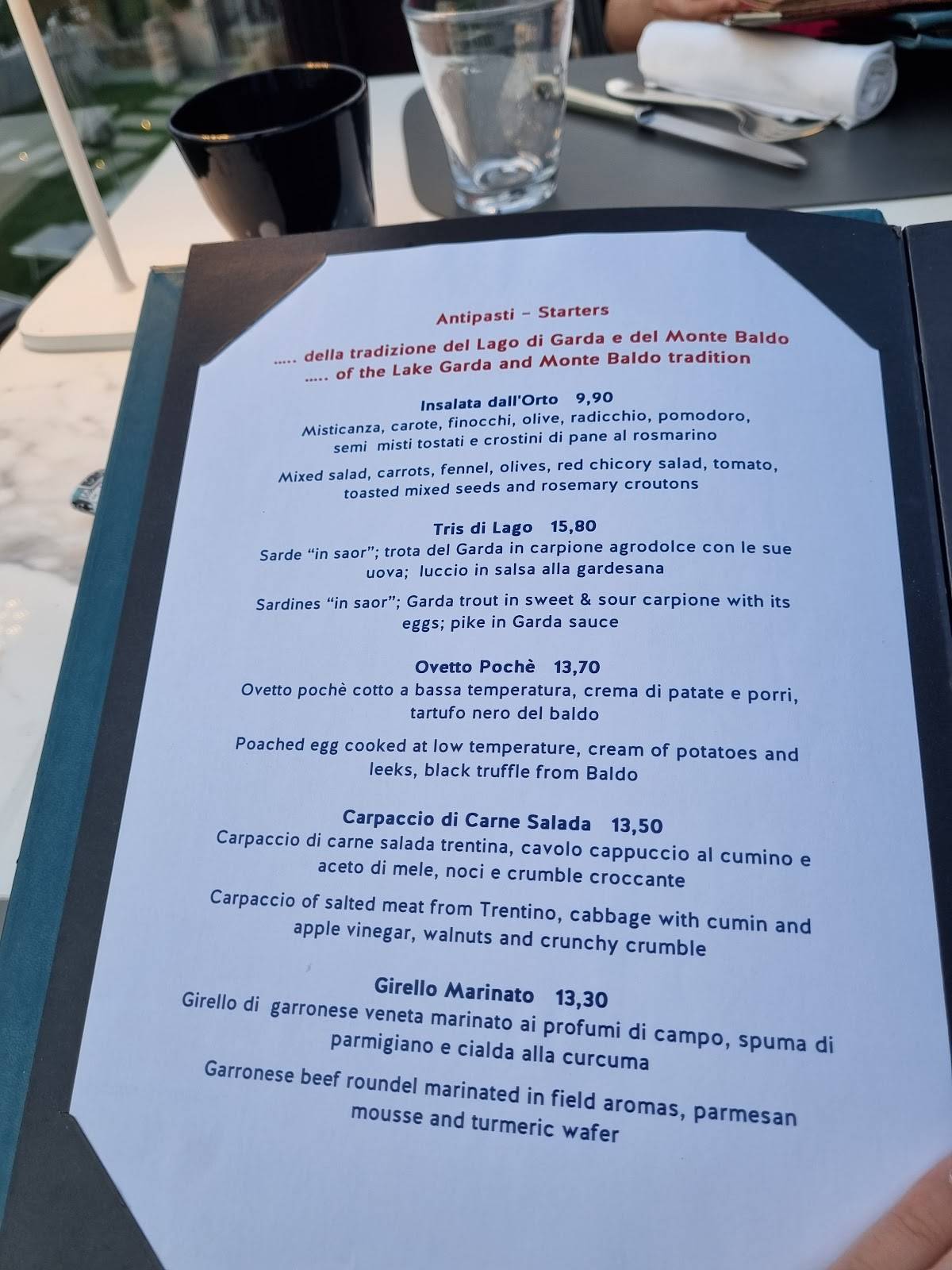 Menu da Ristorante Al Bacio, Malcesine
