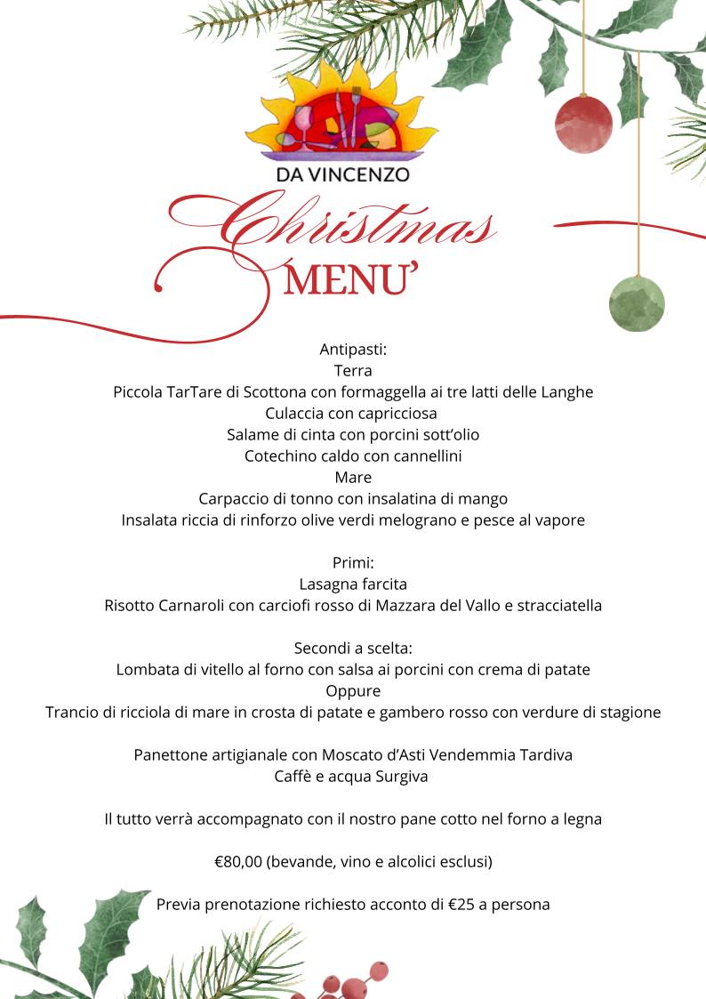 Menu da Ristorante Da Vincenzo - Ristorante Da Vinci Srl, Tradate