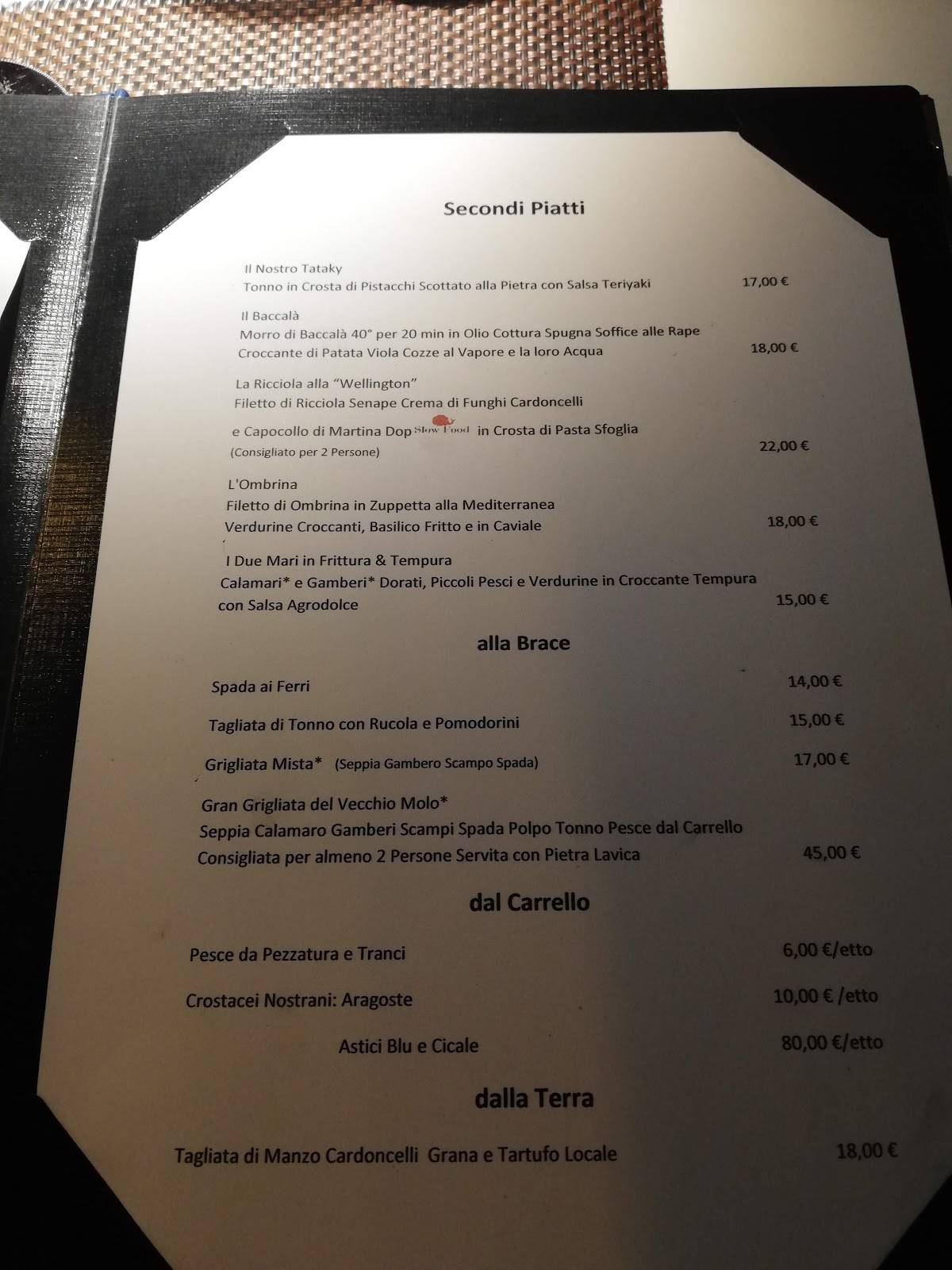 Menu da Il Vecchio Molo ristorante, San Foca