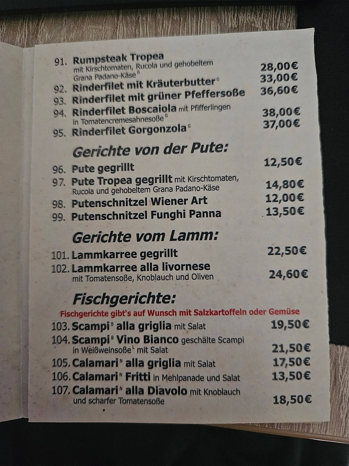 Speisekarte von Ristorante Tropea restaurant, Rodenbach