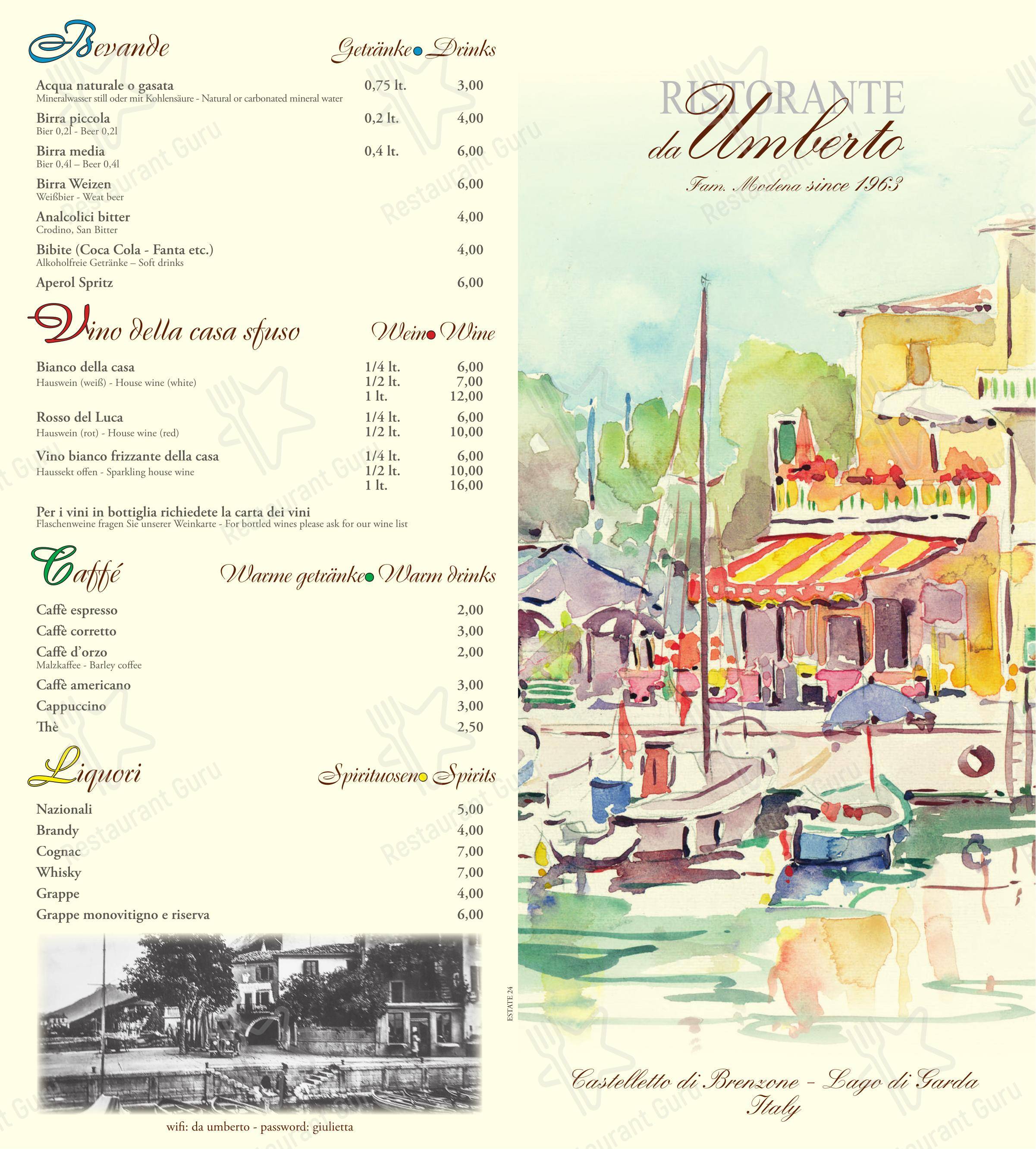 Speisekarte von Ristorante da Umberto, Castelletto