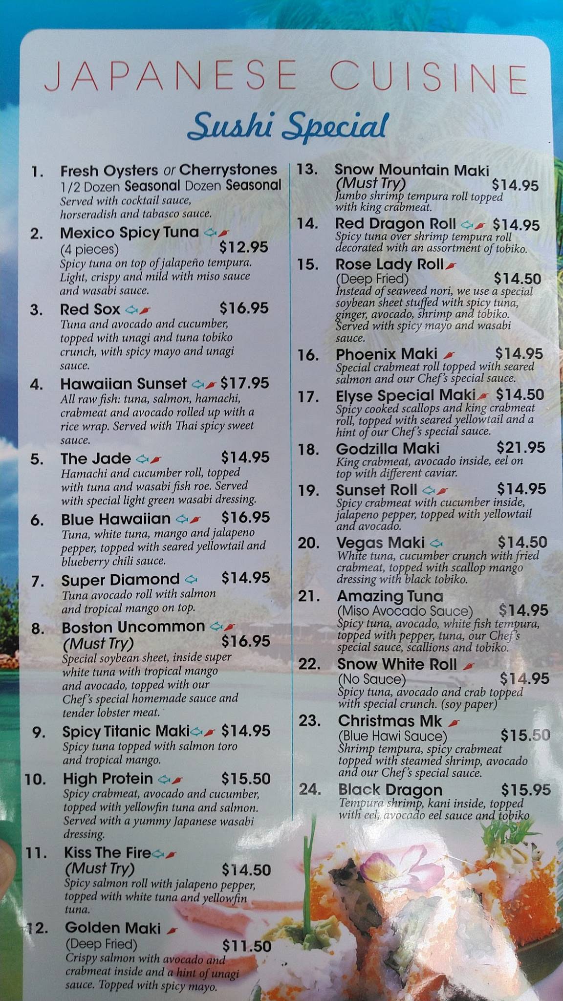 Menu at River Edge restaurant, Methuen