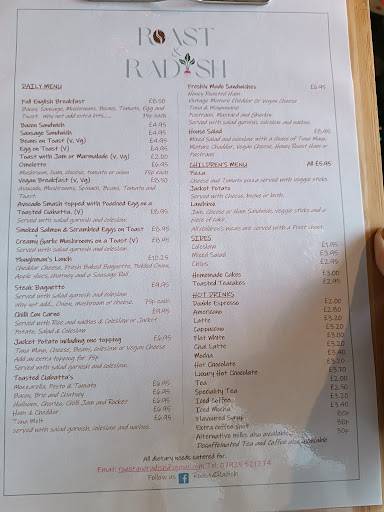 Menu at Roast & Radish, Nuneaton
