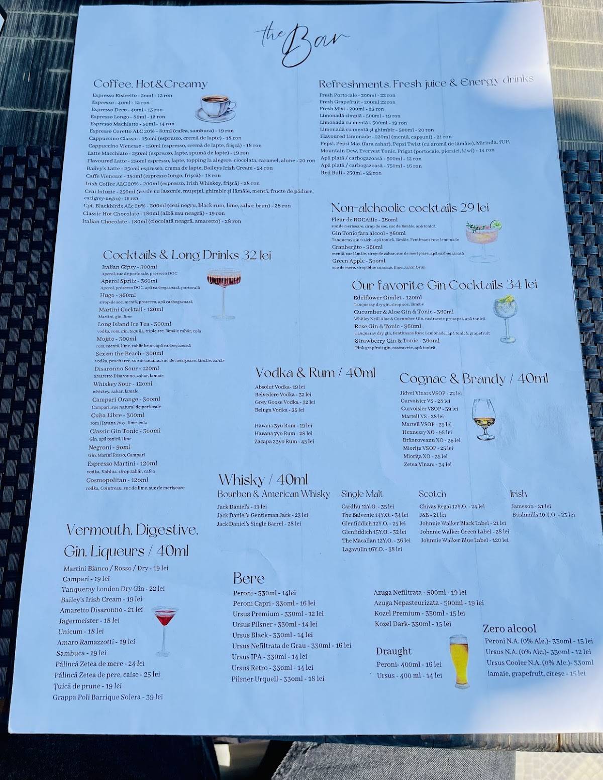 Menu at Roca Brună, Păuliș