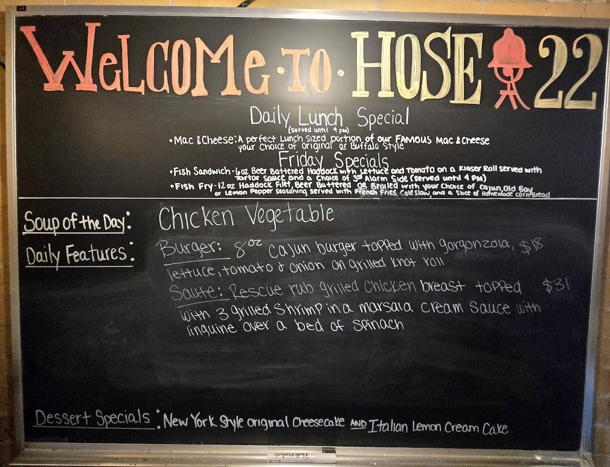 Menu at Hose 22 Firehouse Grill pub & bar, Rochester