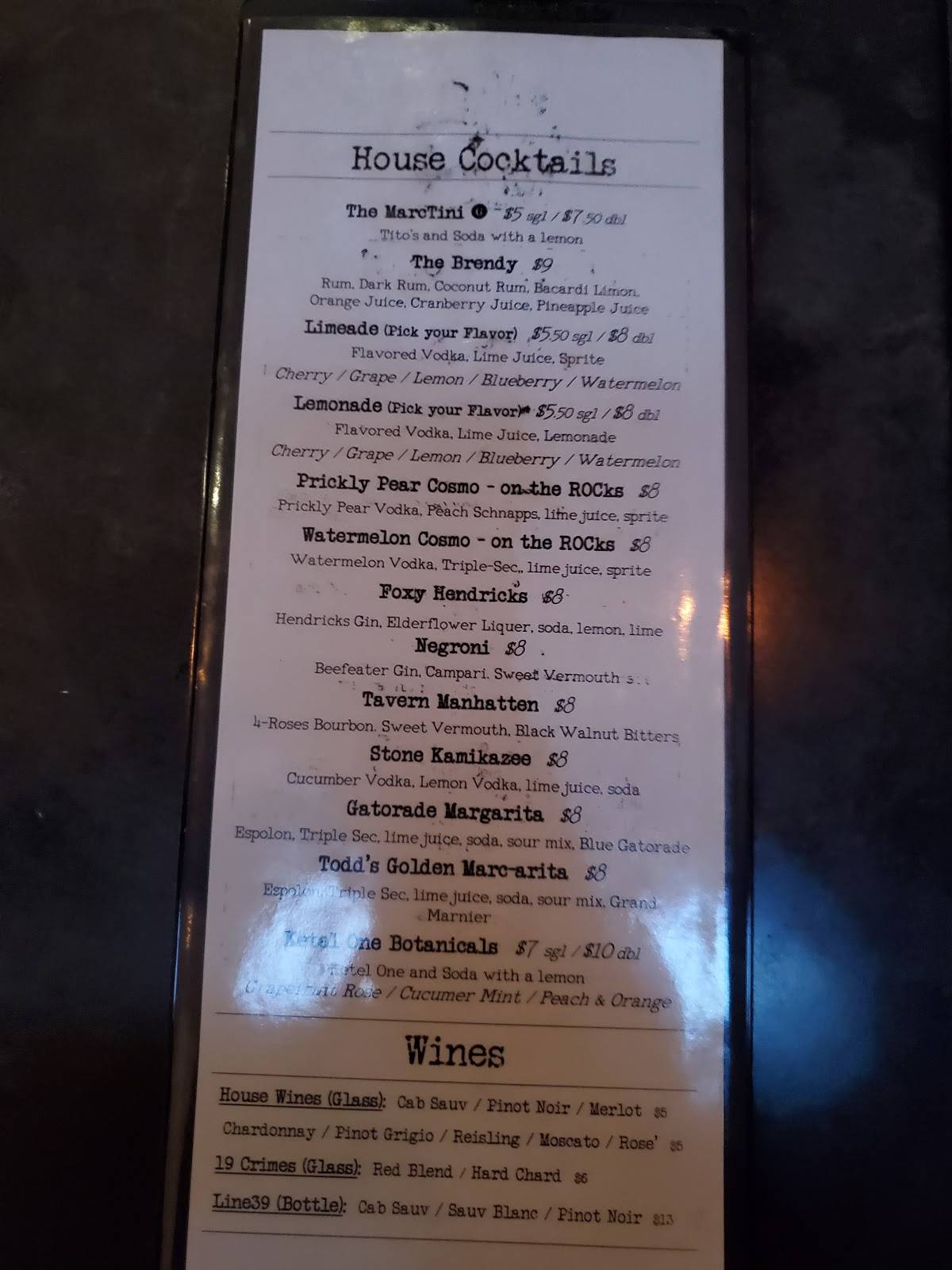 Menu at The Old Stone Tavern pub & bar, Rochester