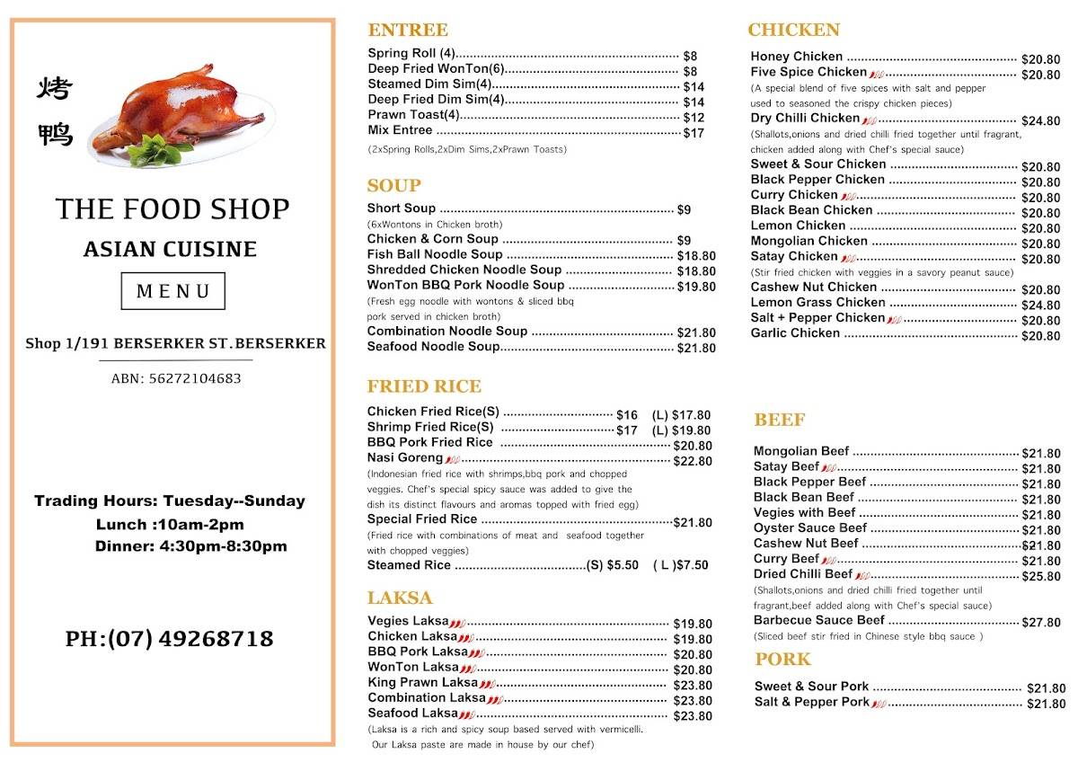 Menu at The Food Shop fast food, Berserker