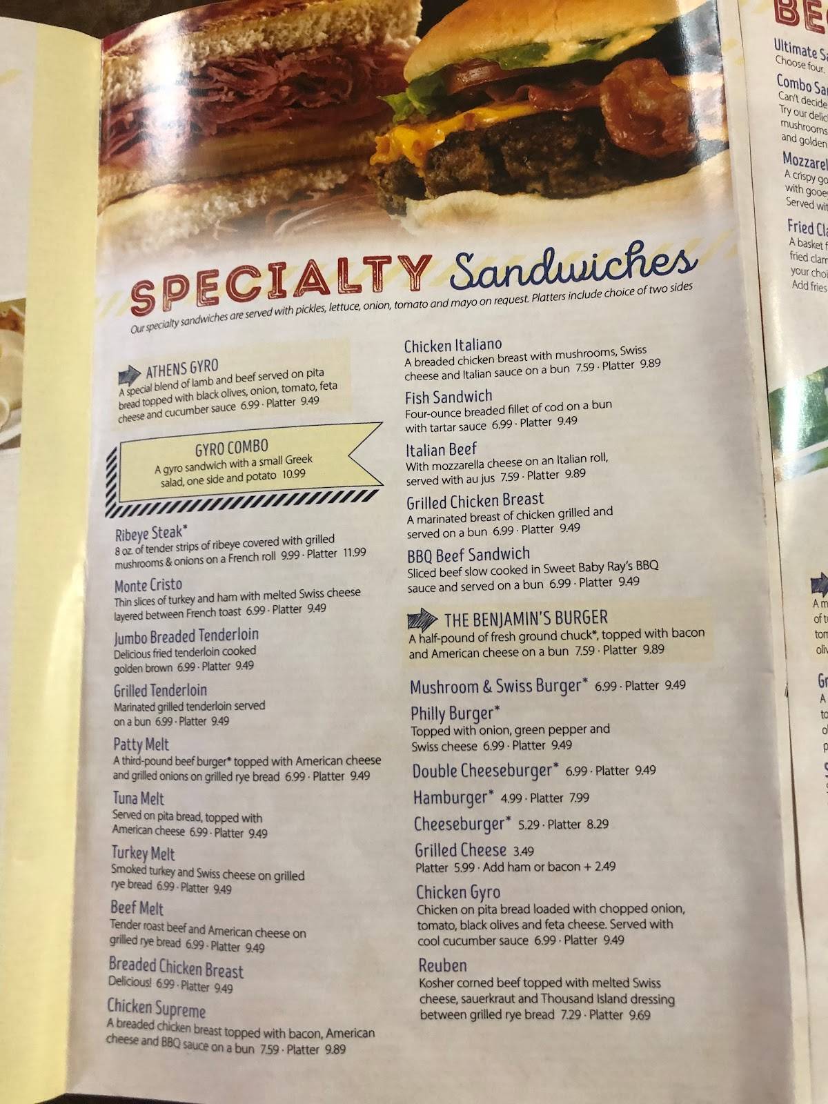 Menu at Benjamin's Family Restaurant (Pastime Cafe), Rockville
