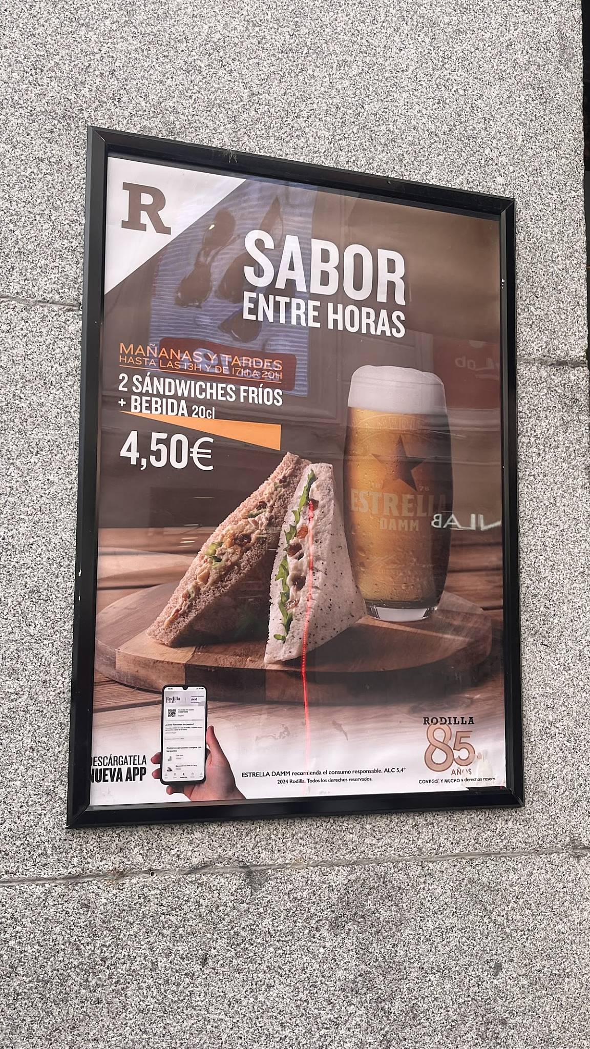 Carta del restaurante Rodilla, Madrid, Preciados