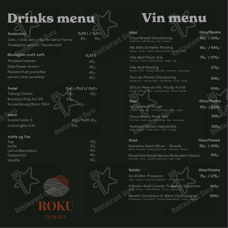 Menu at Roku Izakaya - Sushi Restaurant, Aalborg