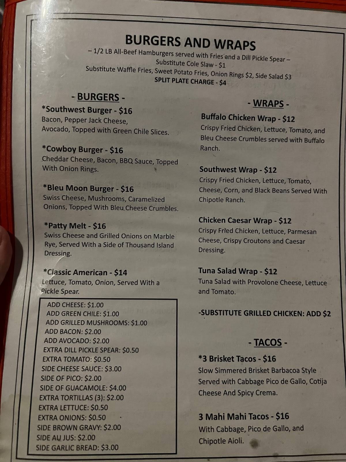 Menu at Roman's Oasis pub & bar, Goodyear