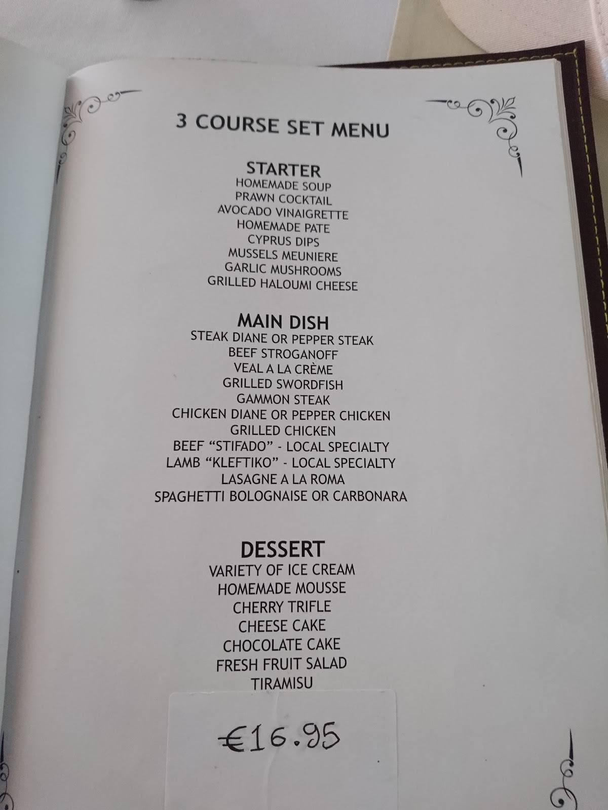 Menu at Romantica Restaurant, Paphos