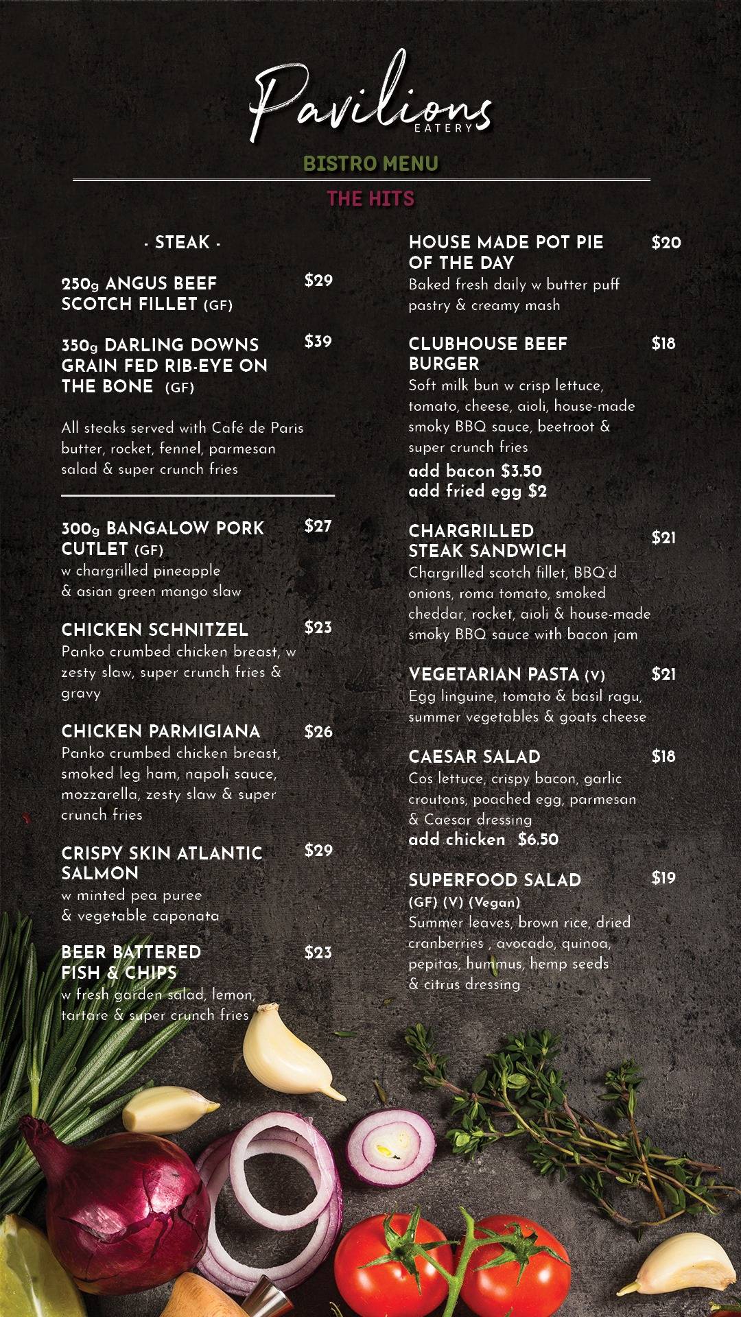 Menu at Pavilions Eatery pub & bar, Strathfield
