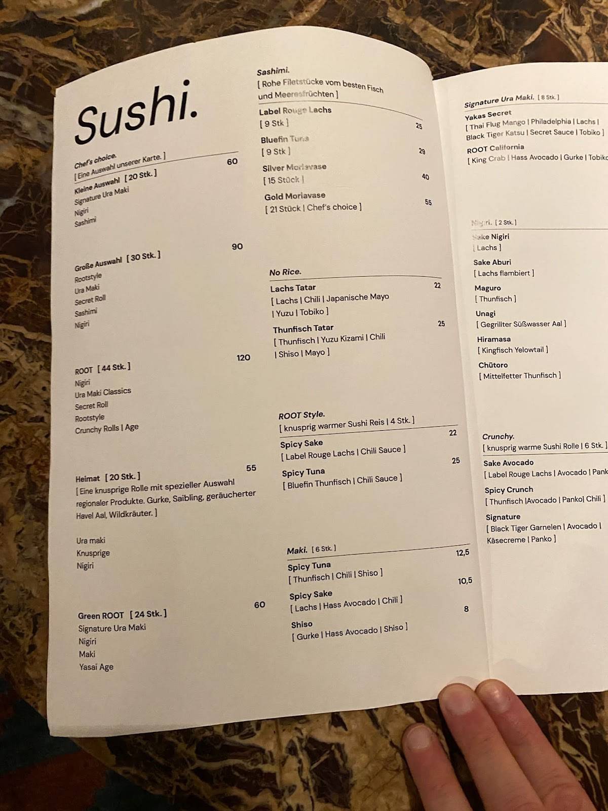 Speisekarte von Root Bistro & Bar, Berlin