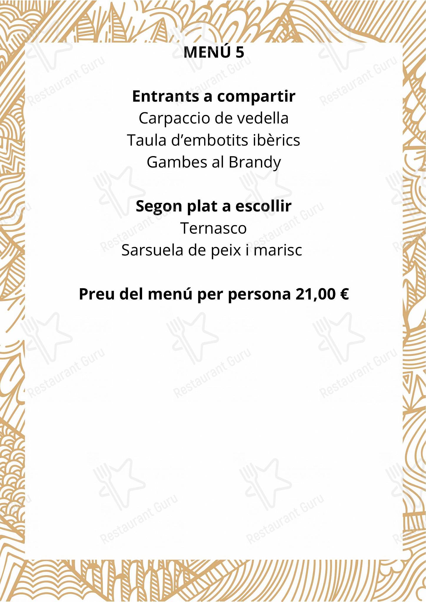 Carta de Bar Restaurant Castells, Tortosa