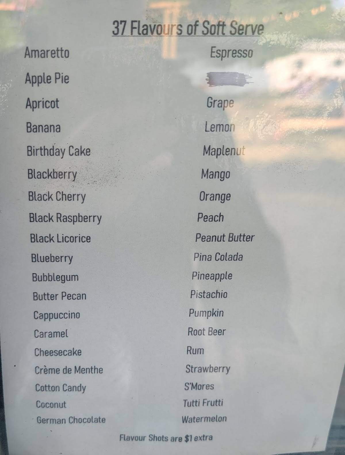 Menu at Lil Bean Ice Cream cafe, Rosthern