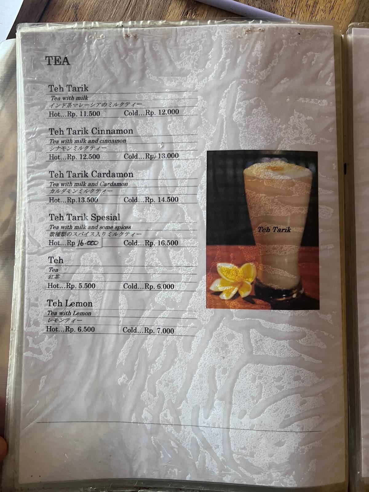 Menu at Roti Canai & Teh Tarik Warung Bunana cafe, Kuta Selatan, Jl ...