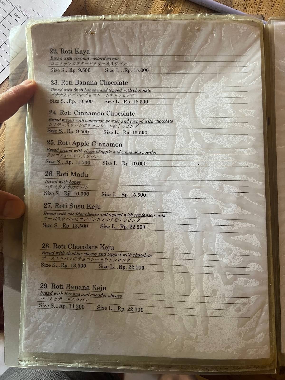 Menu at Roti Canai & Teh Tarik Warung Bunana cafe, Kuta Selatan, Jl ...