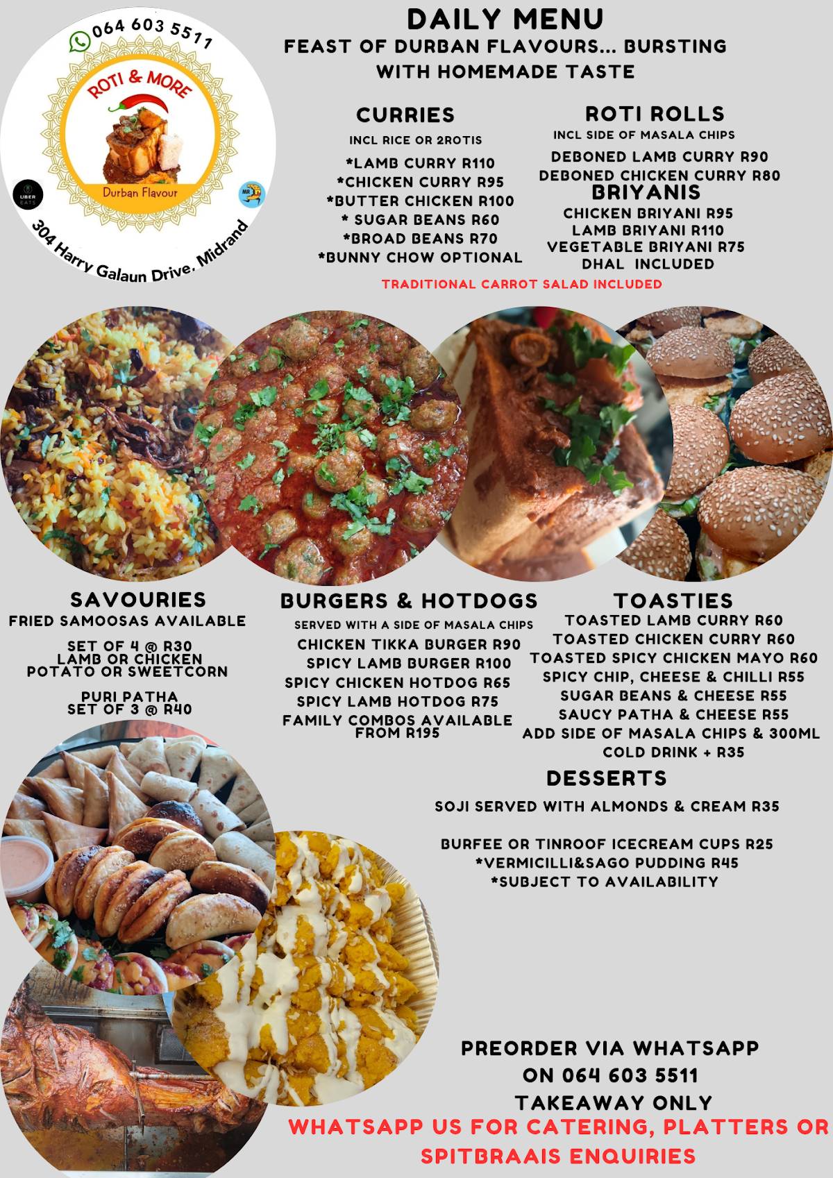 Menu at Roti & More restaurant, Midrand