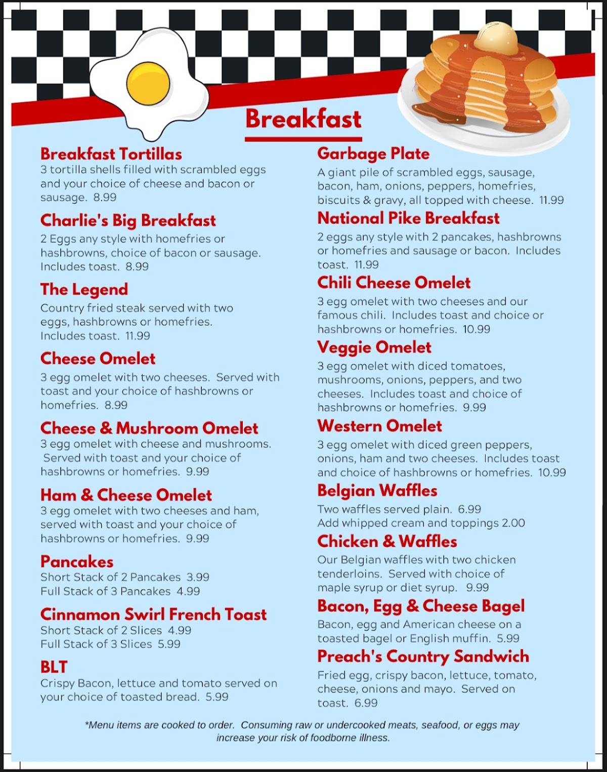 Menu at Route 40 Classic Diner restaurant, Grindstone