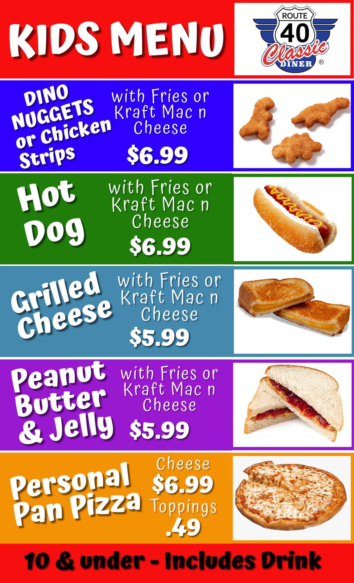 Menu at Route 40 Classic Diner restaurant, Grindstone