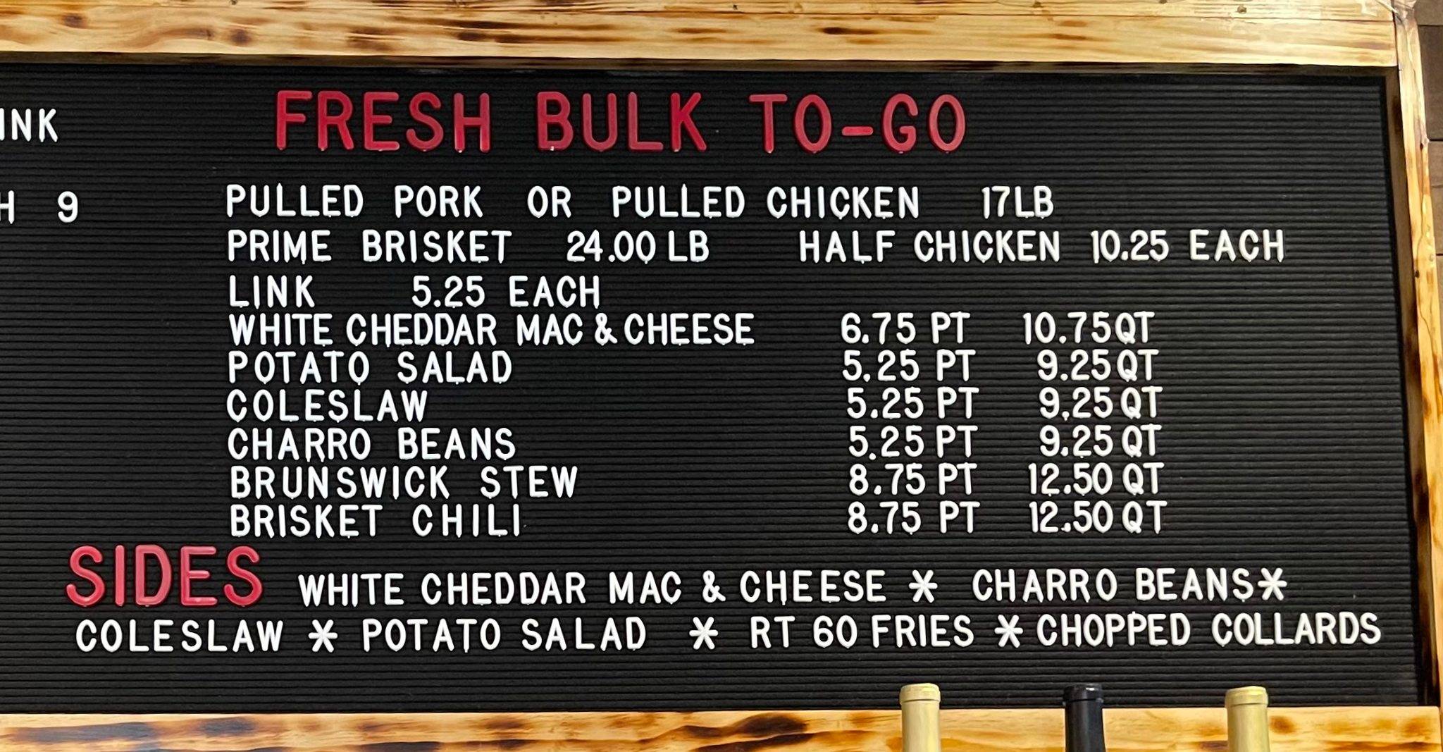 Menu at Route 60 Barbeque Market, Williamsburg