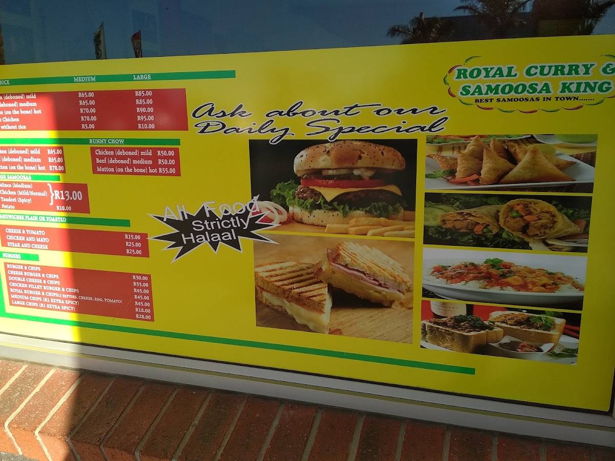 Menu at Royal Curry King restaurant, South Africa, Heugh Rd