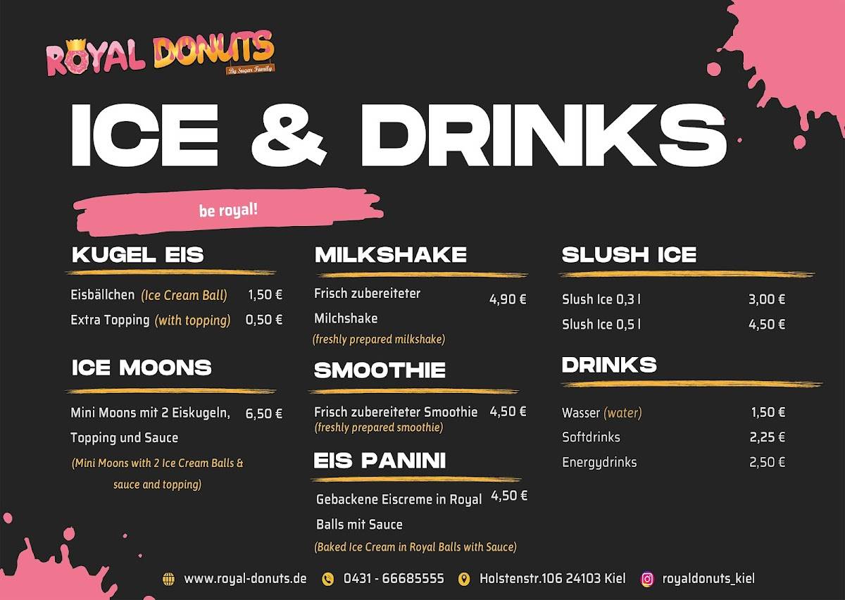 Menu au Royal Donuts, Kiel