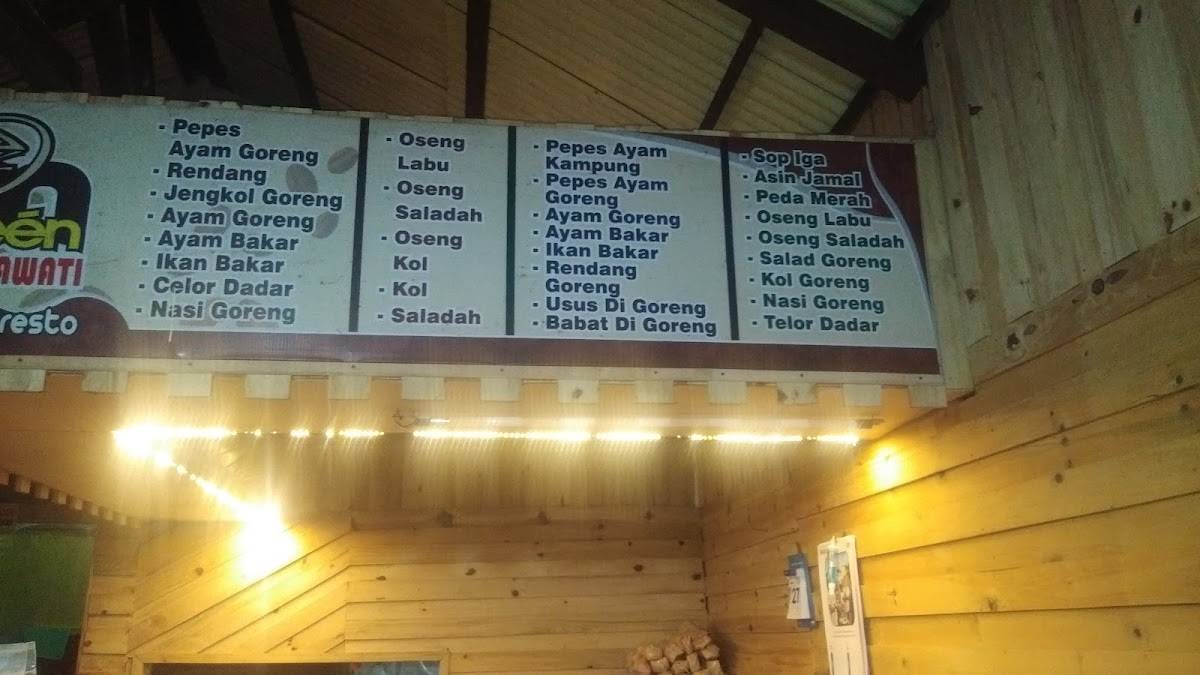 Menu at Rumah Makan Één Megawati restaurant, Indonesia