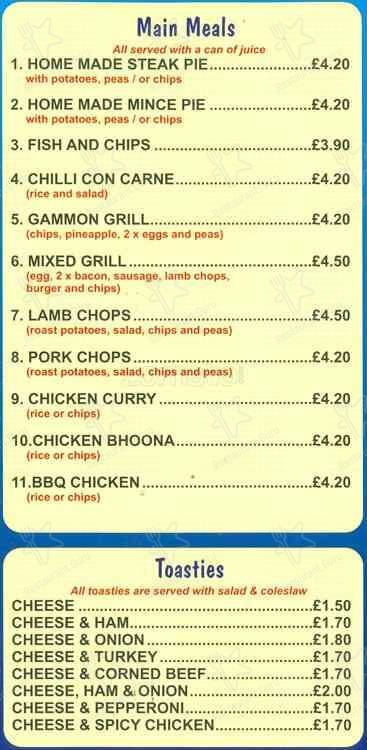 Menu at Rumbling Tum cafe, Glasgow