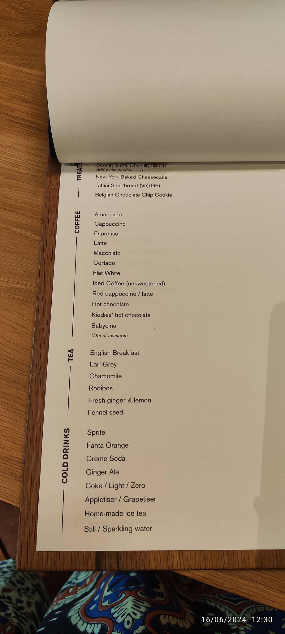 Menu at Rupert Museum Café cafe, Stellenbosch