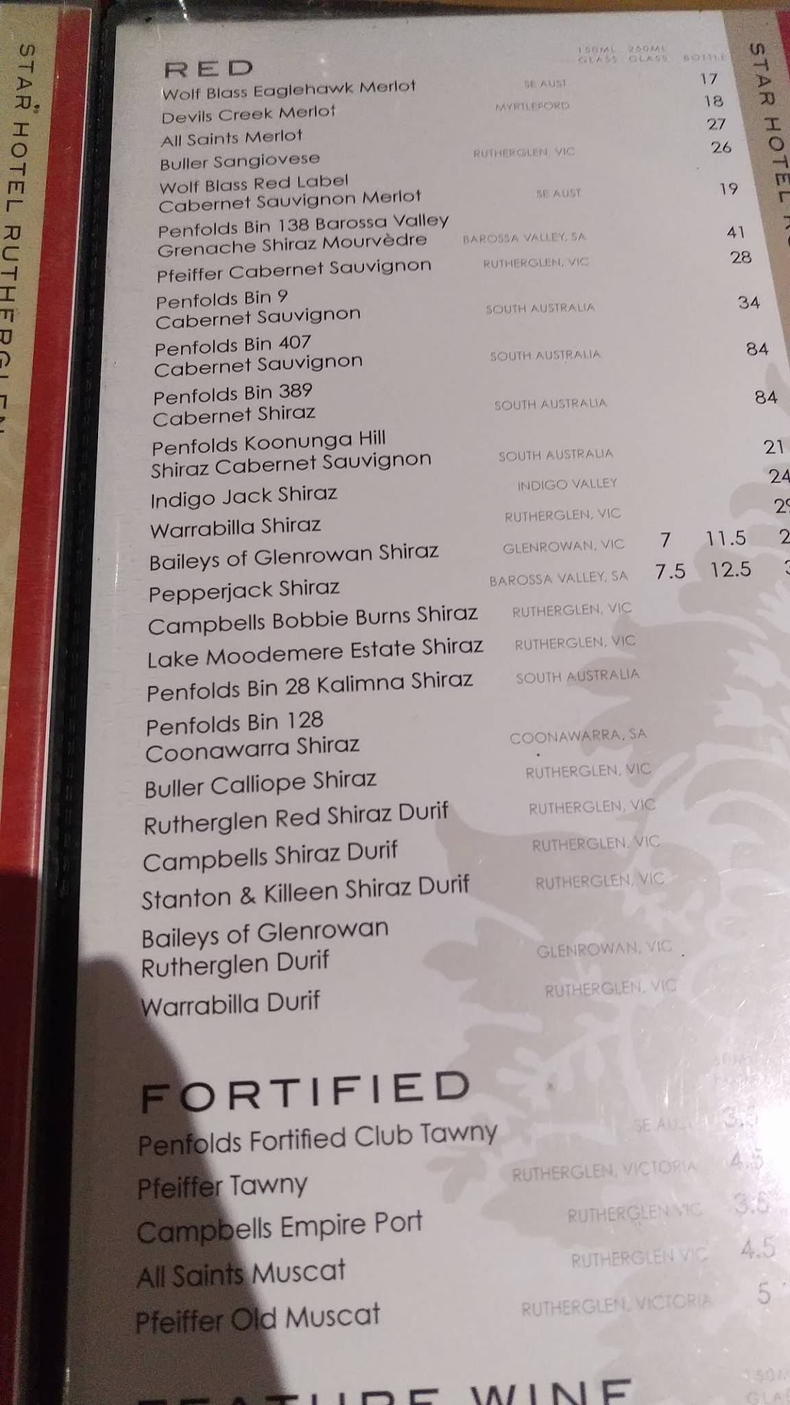 Menu at Rutherglen Eastern Palace Chinese restaurant, Rutherglen