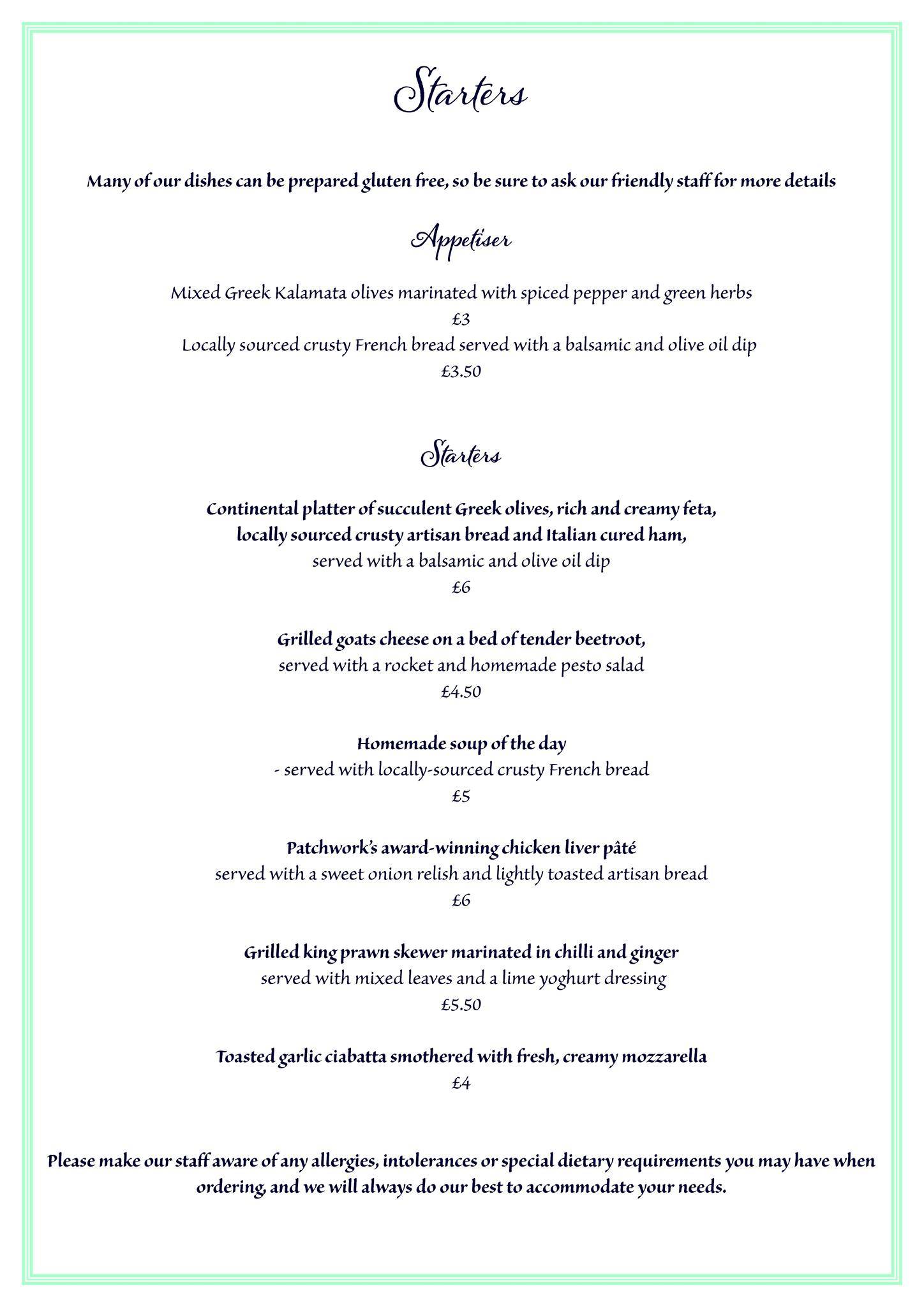 Menu at Cross Keys pub & bar, Ruthin