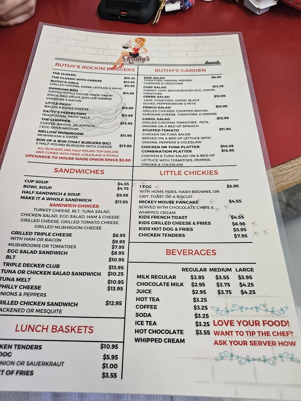 Menu at Ruthy's Kozy Kitchen restaurant, New Smyrna Beach