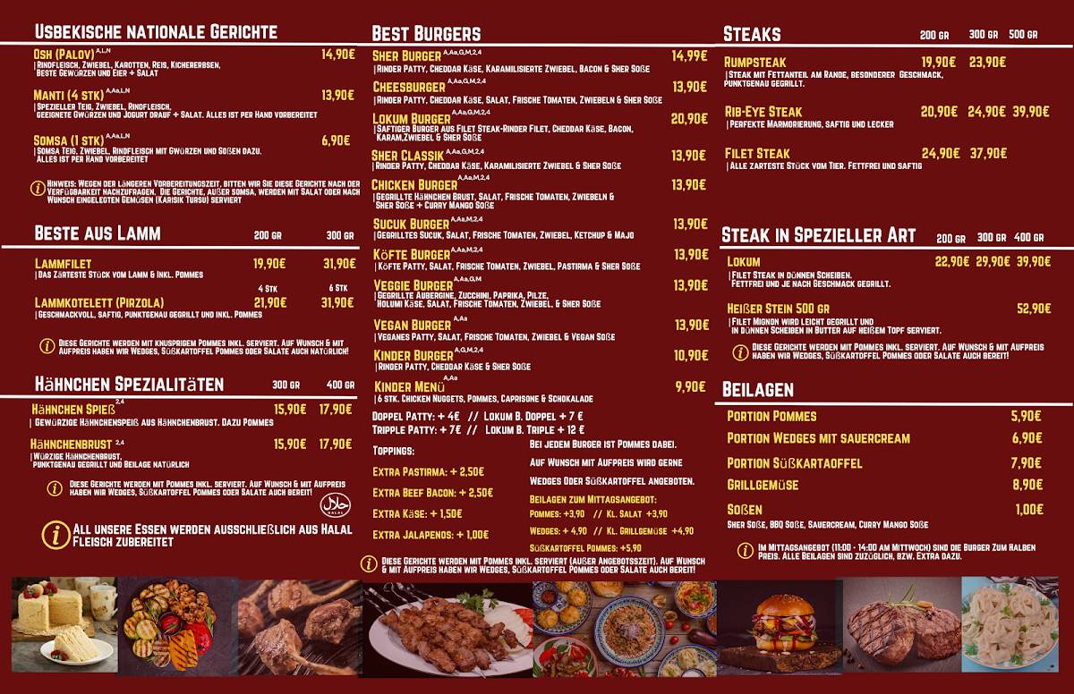 Speisekarte von SAMARKAND Grill & Burgerhaus München restaurant, München