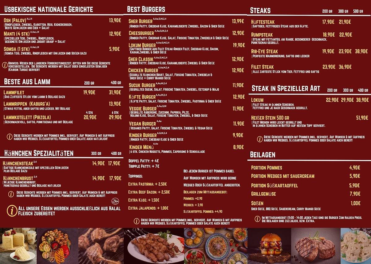 Speisekarte von SAMARKAND Grill & Burgerhaus München restaurant, München