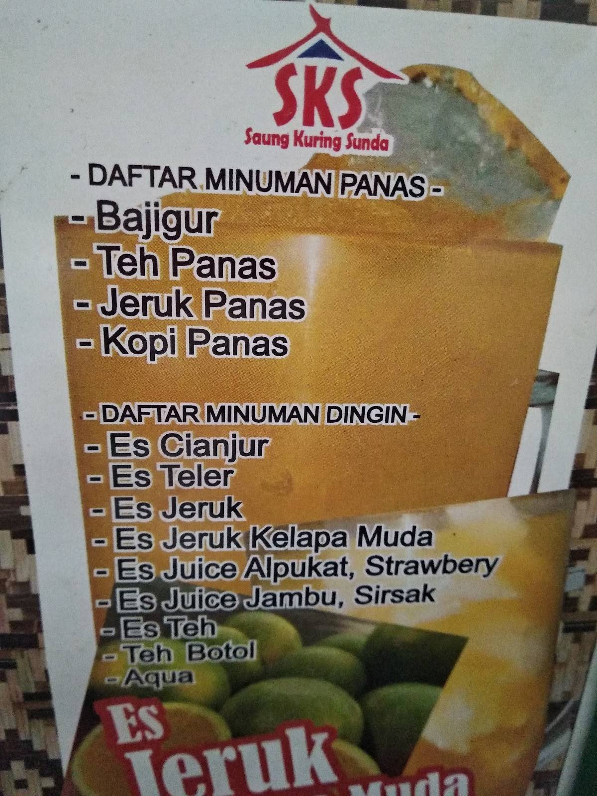 Menu at SARI KURING SUNDA Lenteng Agung restaurant, South Jakarta