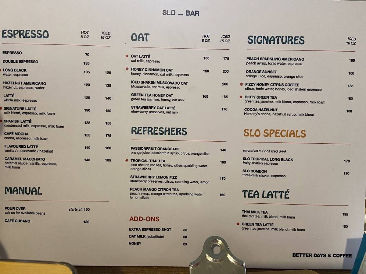 Menu at SLO_BAR Café, Bacolod