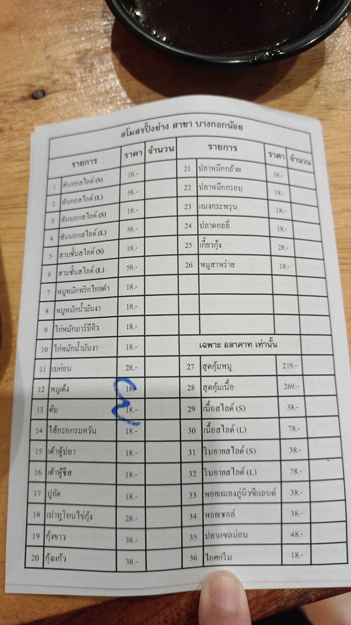 Carta del restaurante SMOSORN PING YANG, Bangkok