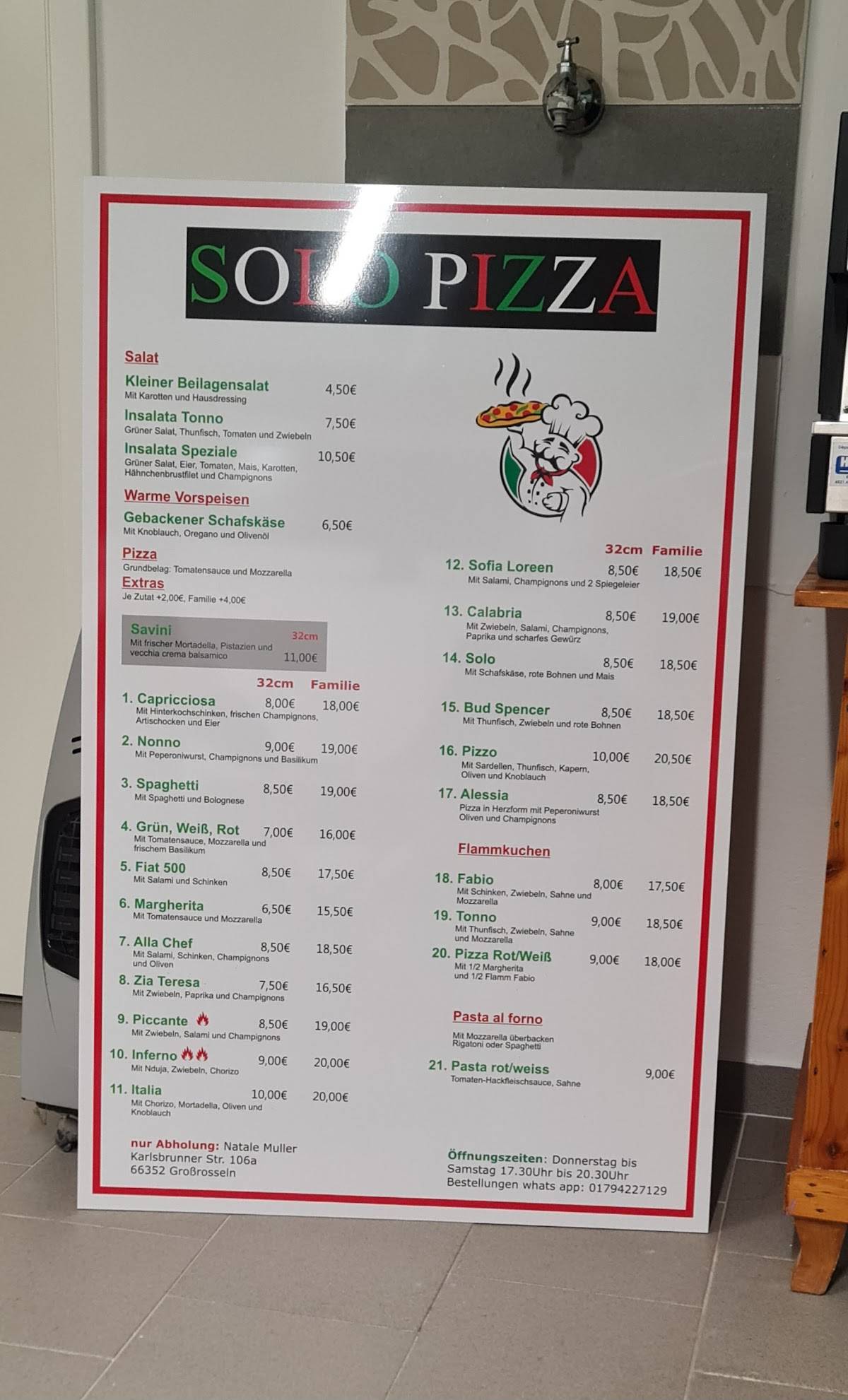 Speisekarte von SOLO PIZZA, Großrosseln