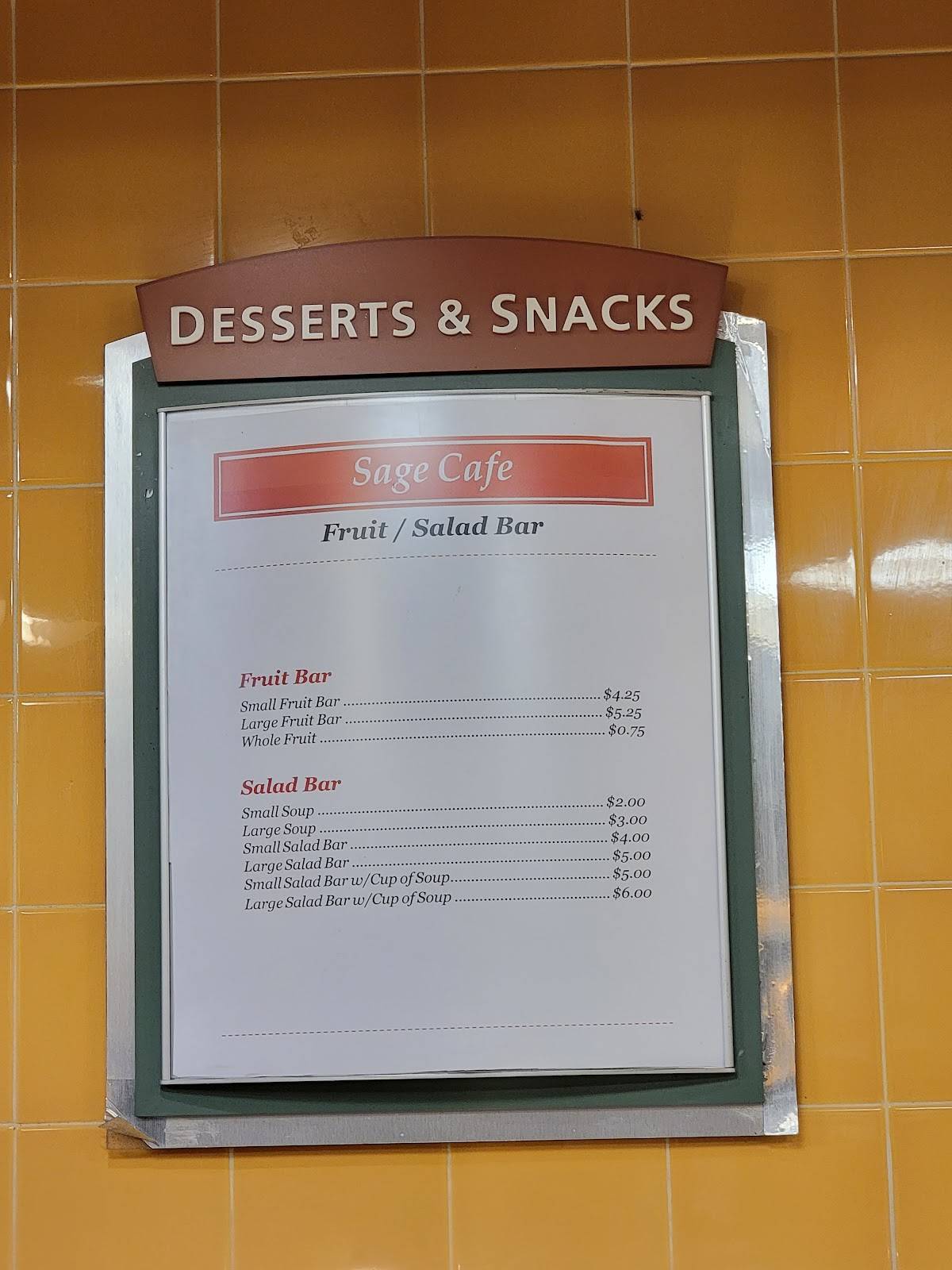 Menu at Sage Cafe, Carson City