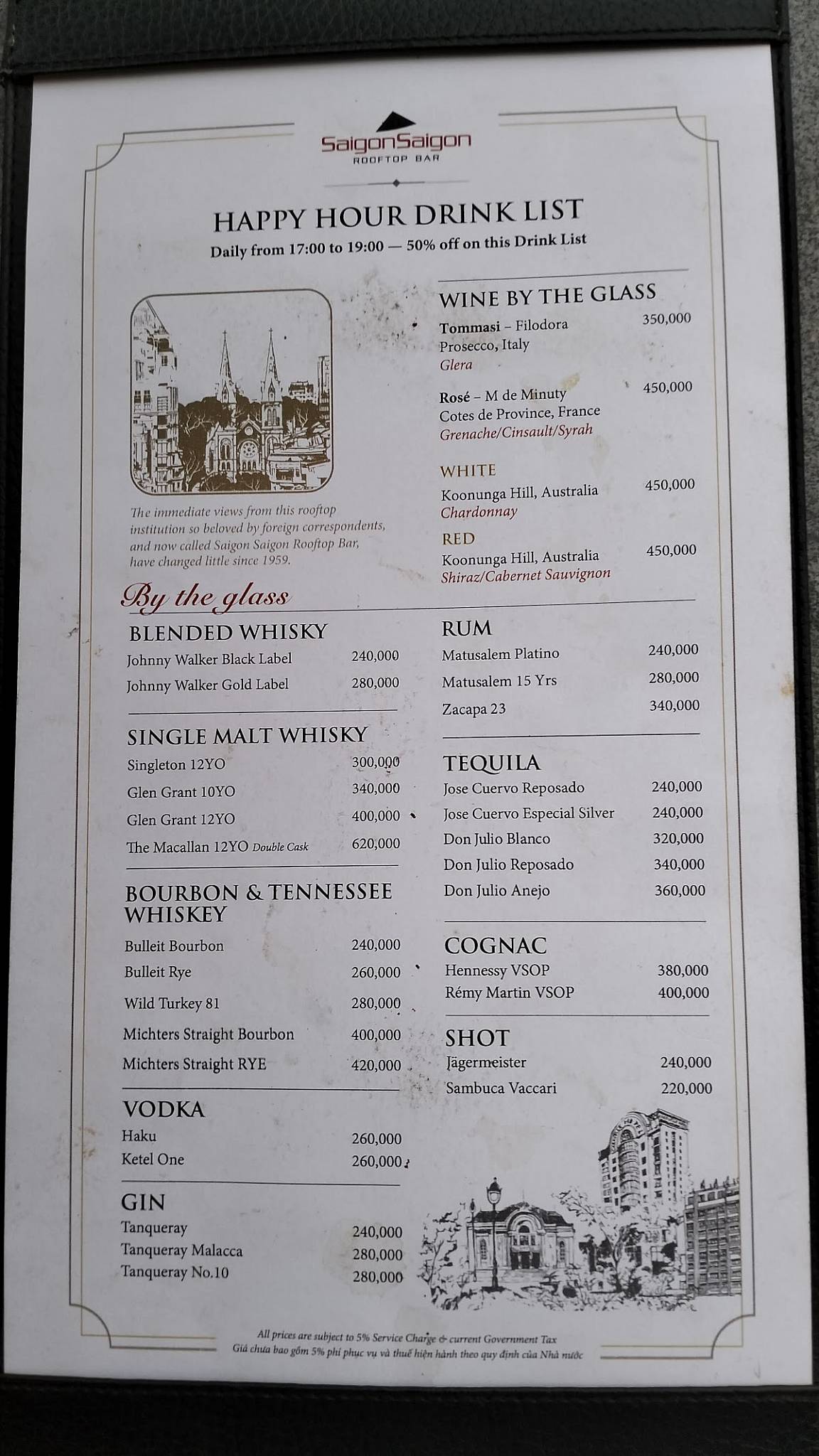 Menu at Saigon Saigon Rooftop Bar(Caravelle Hotel), Ho Chi Minh City